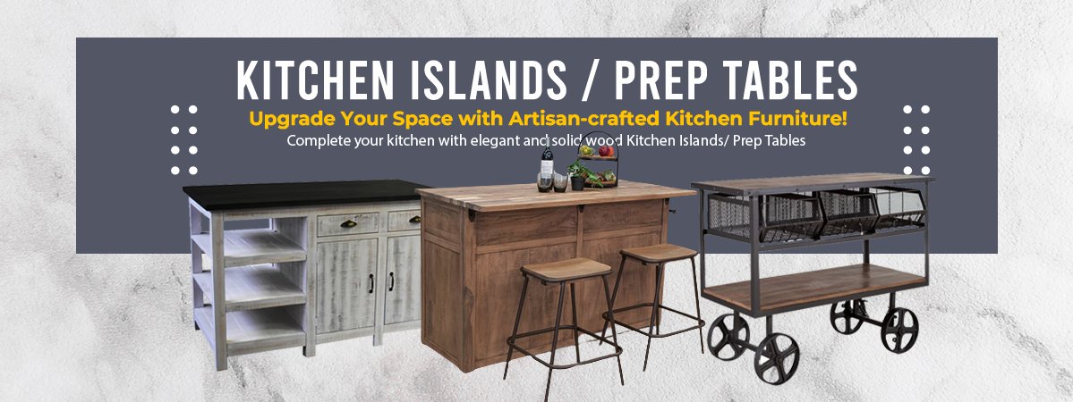 Farmhouse Kitchen Islands & Prep Tables | Crafters & Weavers — Crafters ...