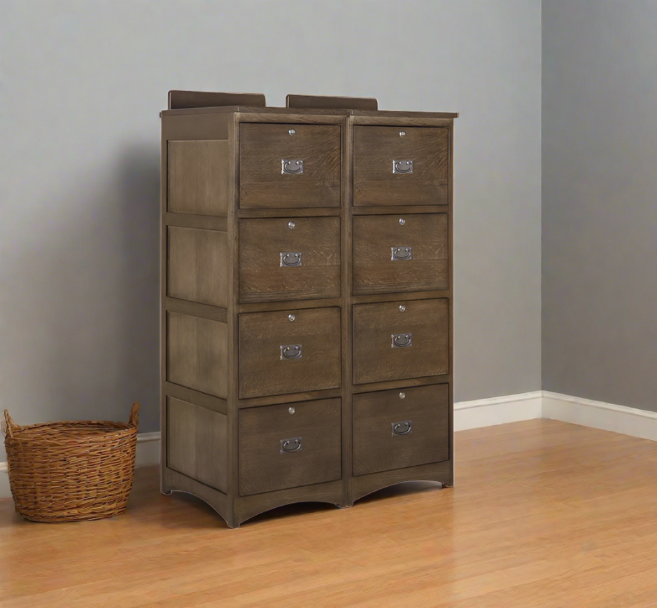 Mission Solid Oak 4 Drawer File Cabinet - Walnut — Crafters and Weavers