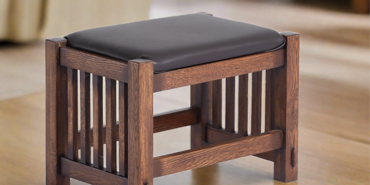Buy Mission Oak Foot Stool with Spindles in USA — Crafters and Weavers