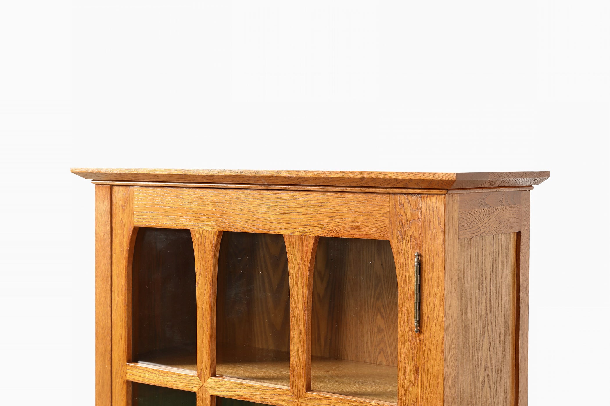 Mission Style Solid Oak Display Bookcase — Crafters and Weavers