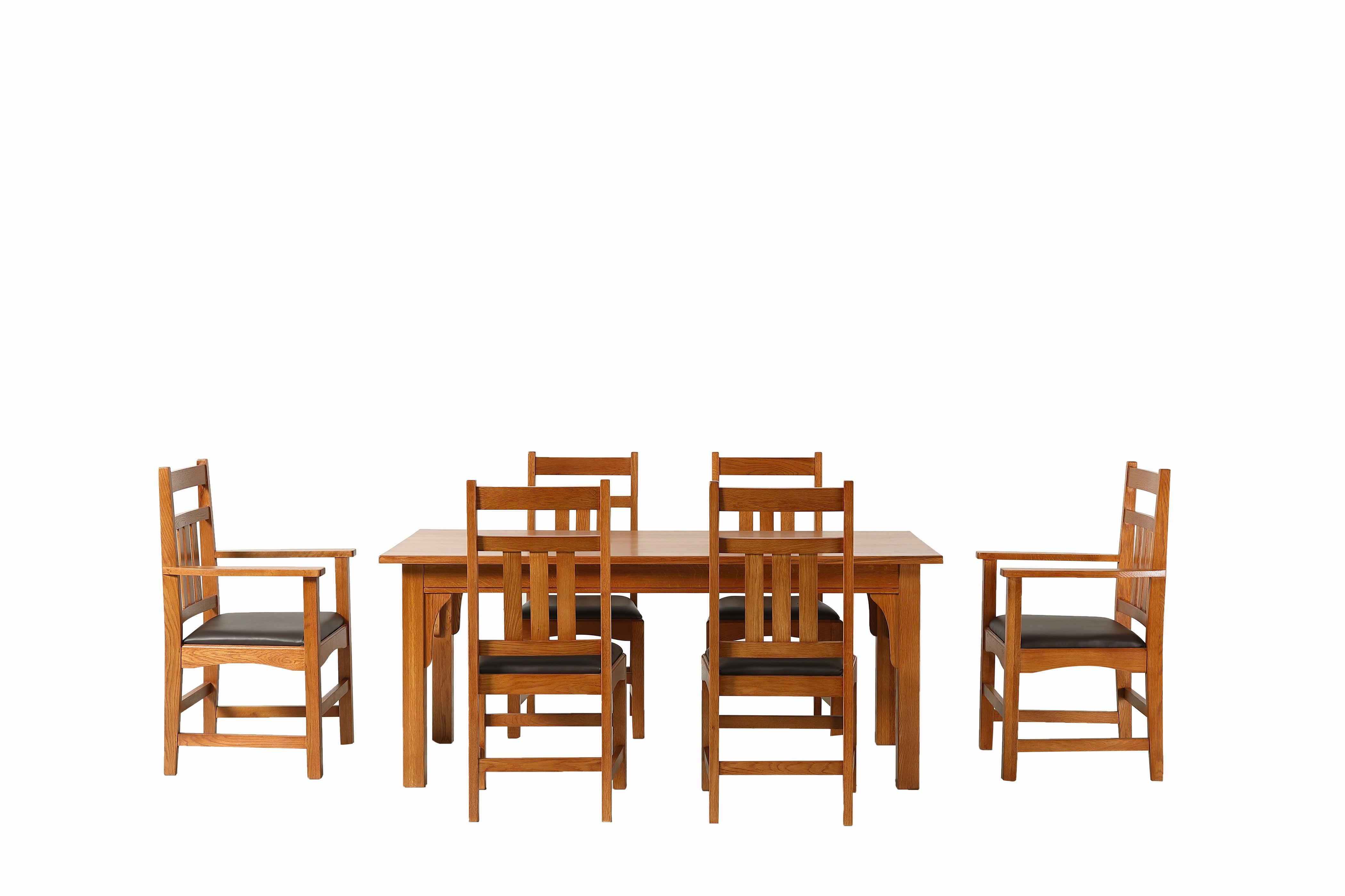 Buy Mission Style 70" Solid Oak Dining Table Set with 6 Chairs in USA ...