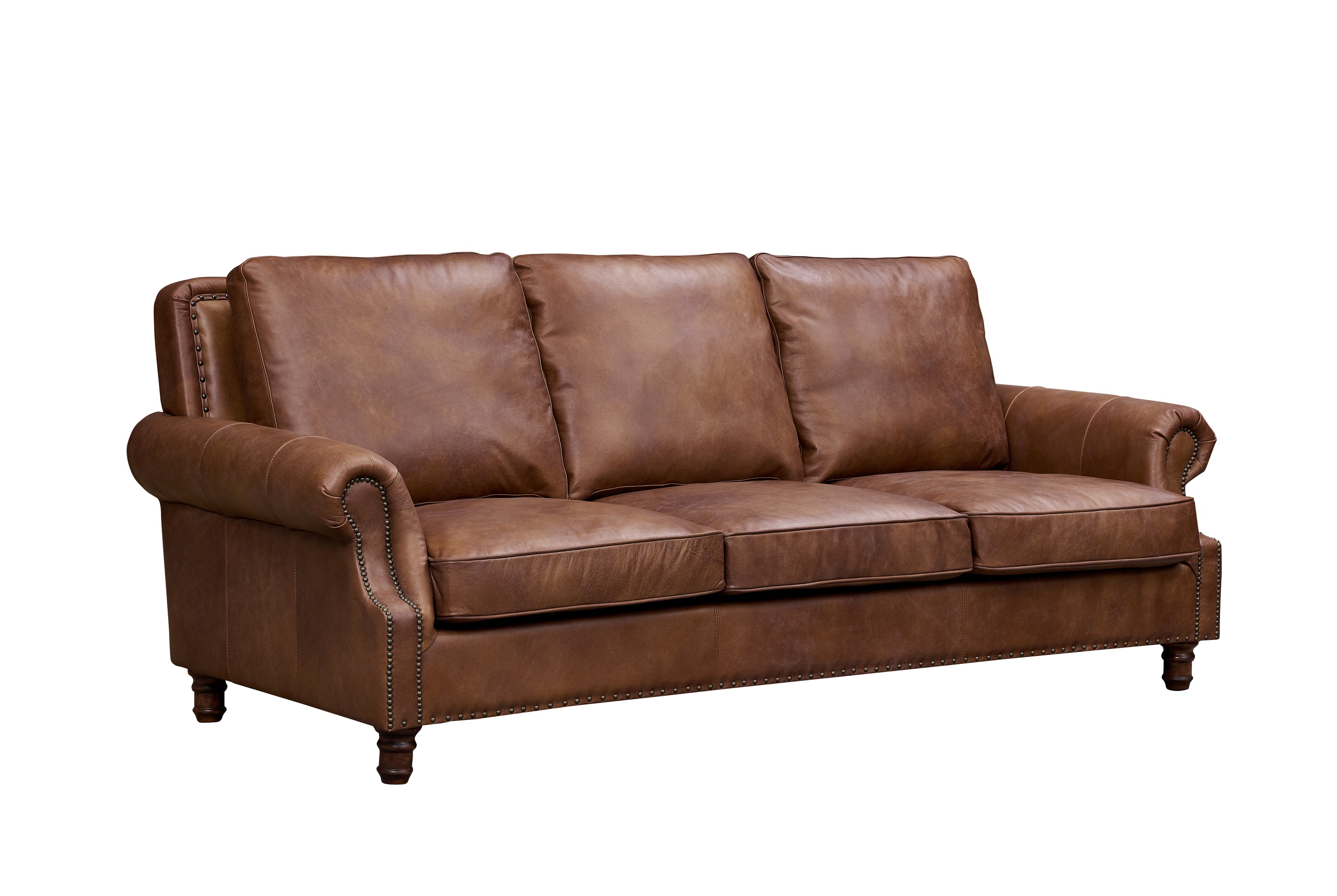 Buy English Rolled Arm Sofa - Bark Brown Leather Online in the USA ...
