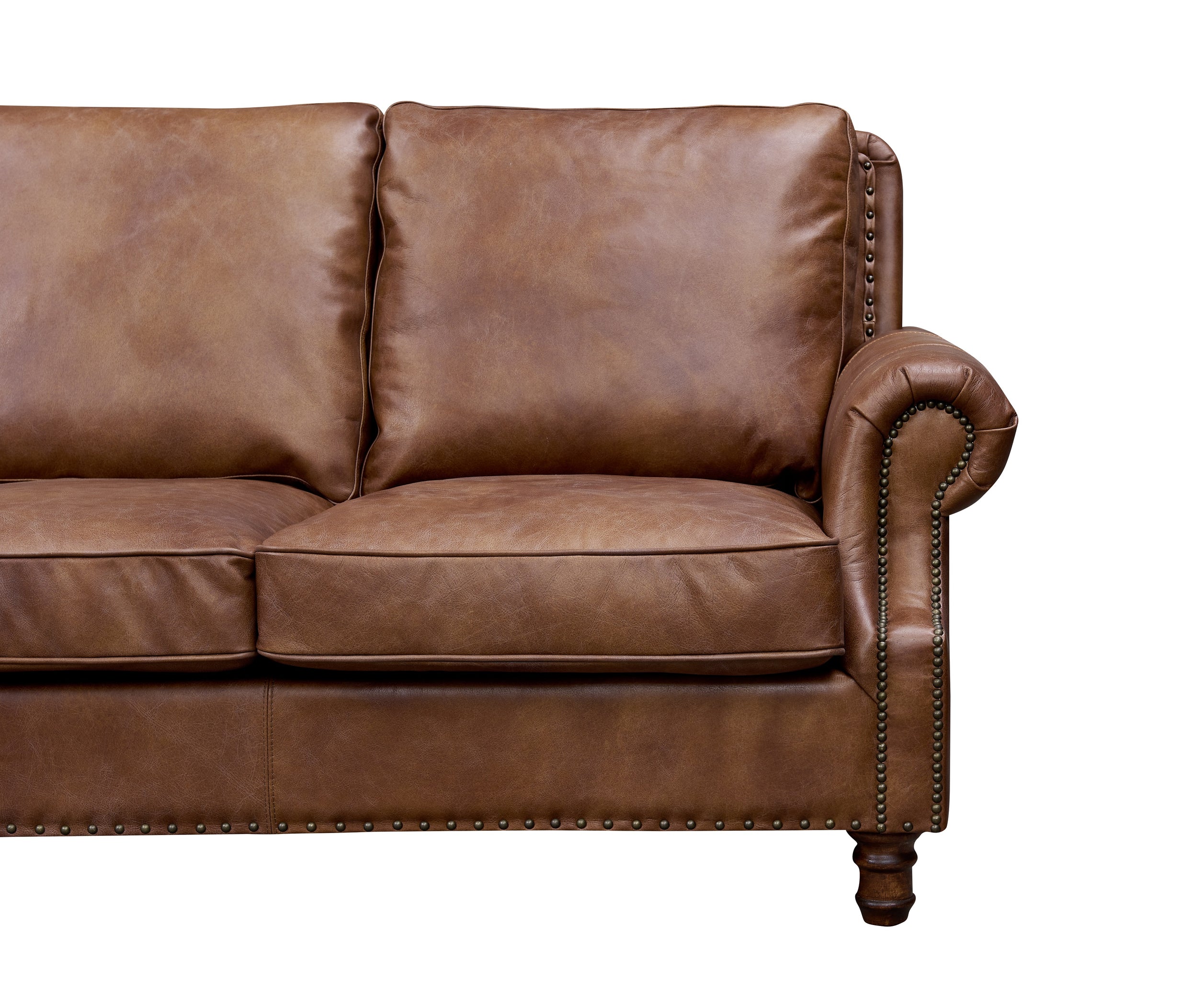 Buy English Rolled Arm Sofa - Bark Brown Leather Online in the USA ...