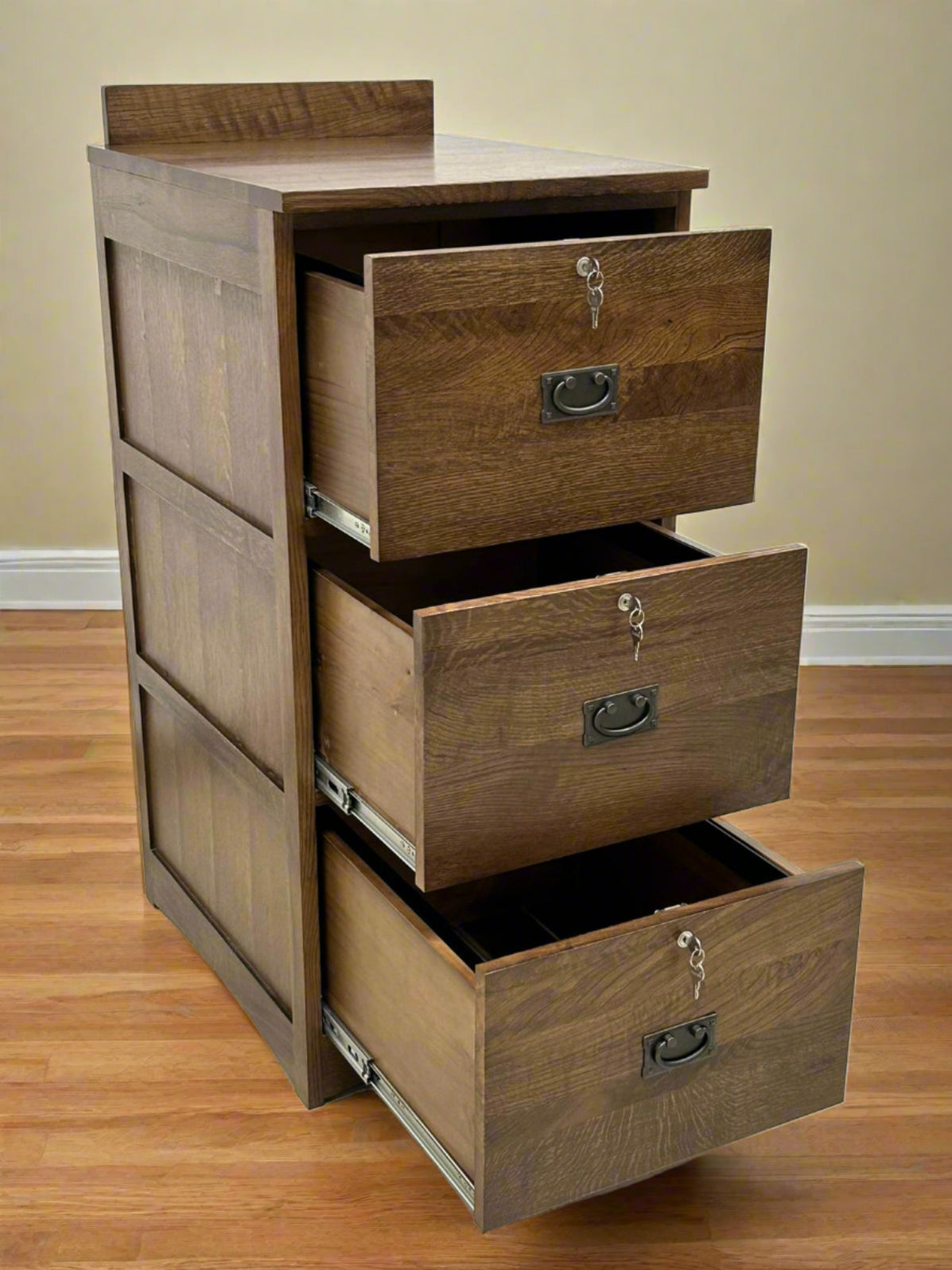 Mission Solid Oak 3 Drawer File Cabinet - Handcrafted — Crafters and ...