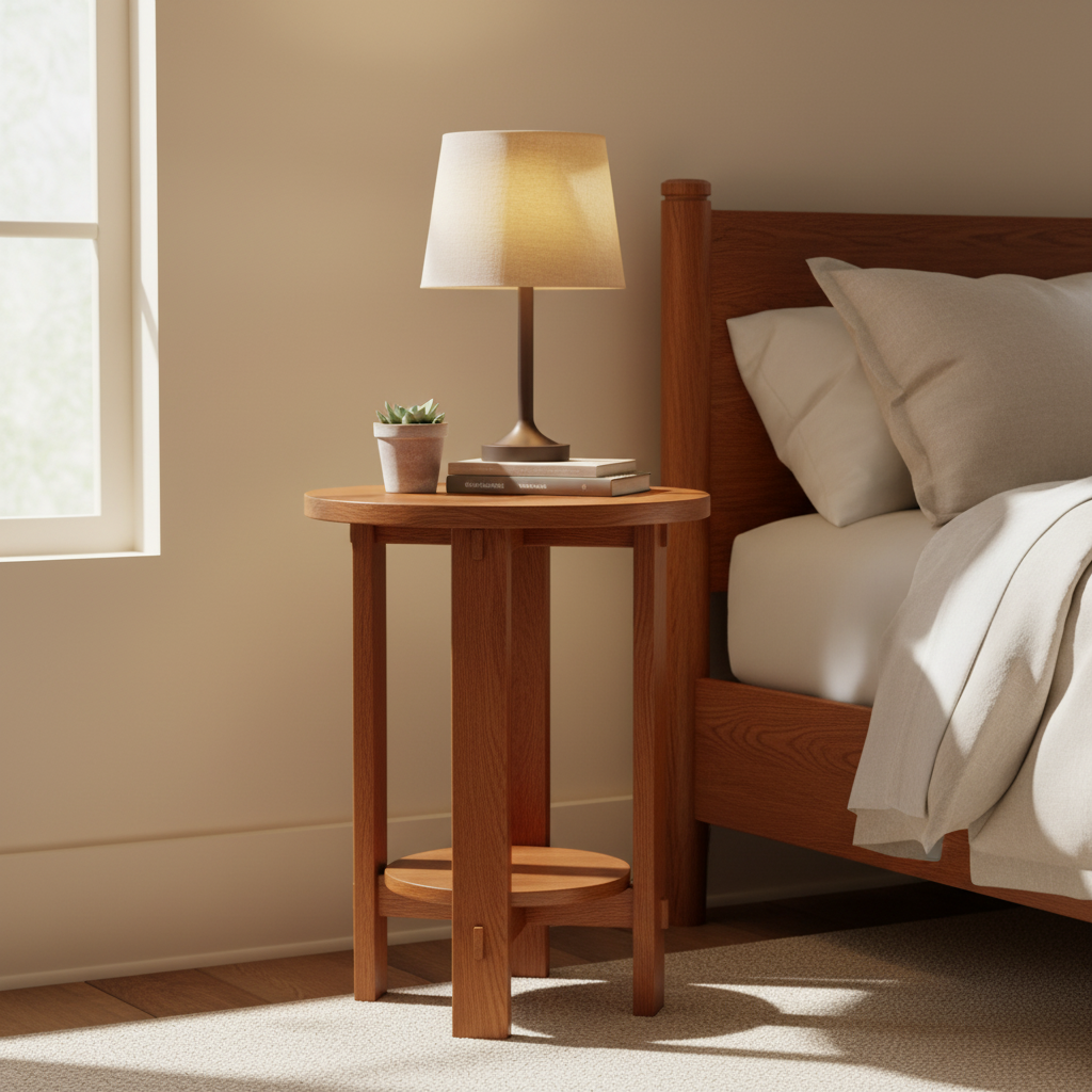 Preorder Mission Style Oak Round End Table - Michael's Cherry ...