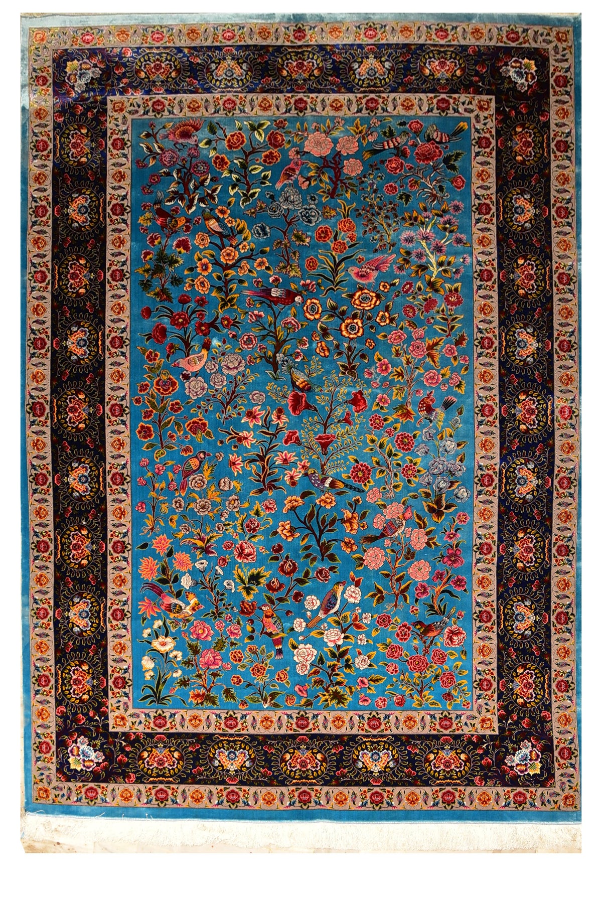 Isphahan 100% Silk Oriental Rug 6' 6" x 9' 10" — Crafters and Weavers