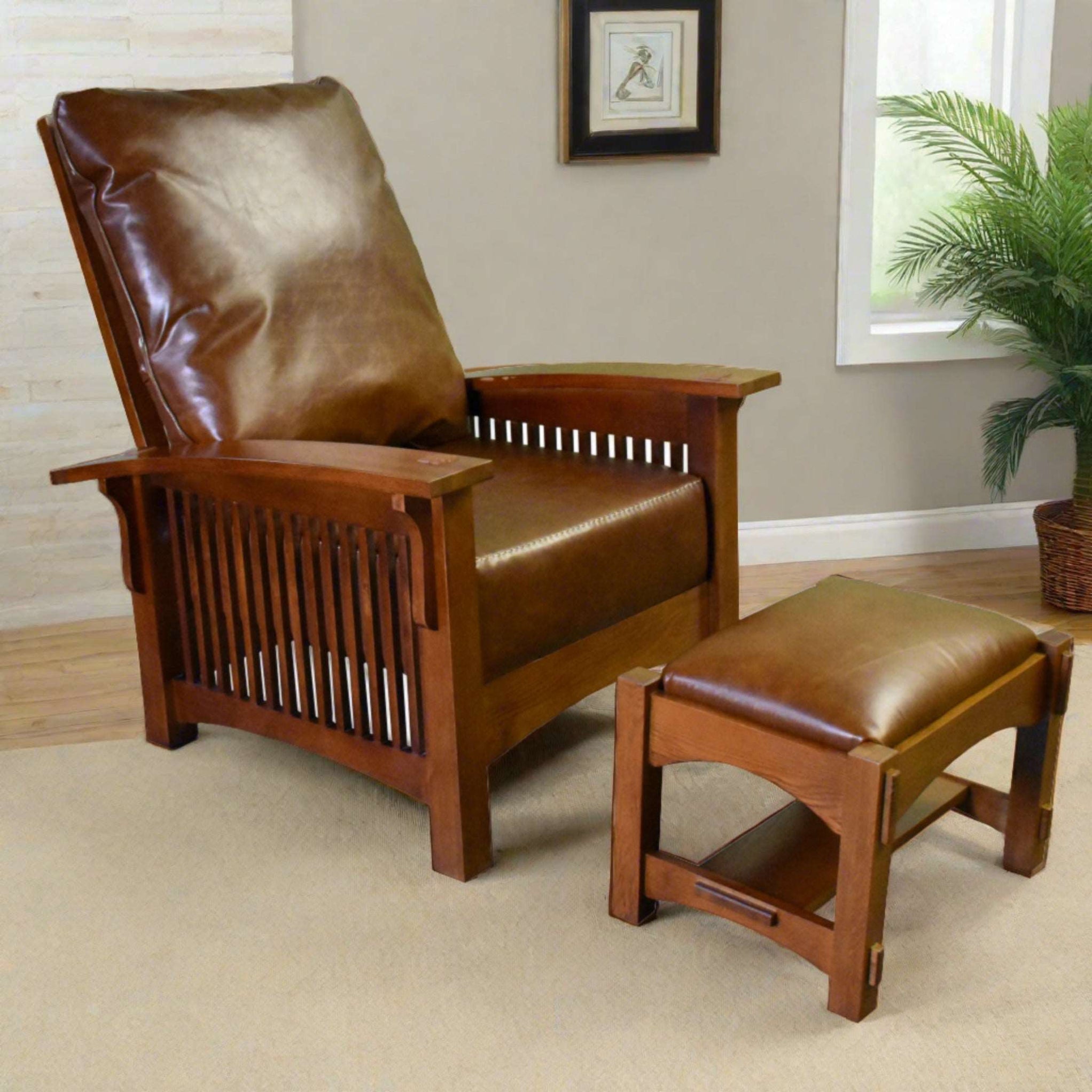 Buy Craftsman / Mission Morris Arm Chair and Ottoman Set - Chestnut in ...