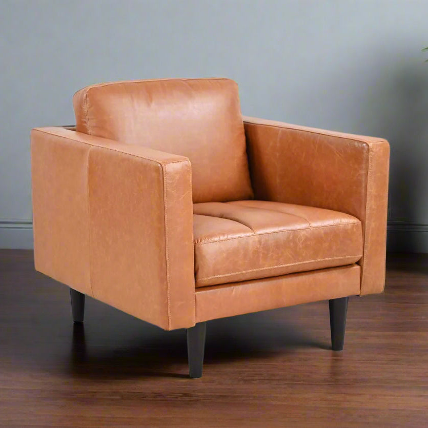 Philippe Top Grain Leather Arm Chair - Tan — Crafters and Weavers