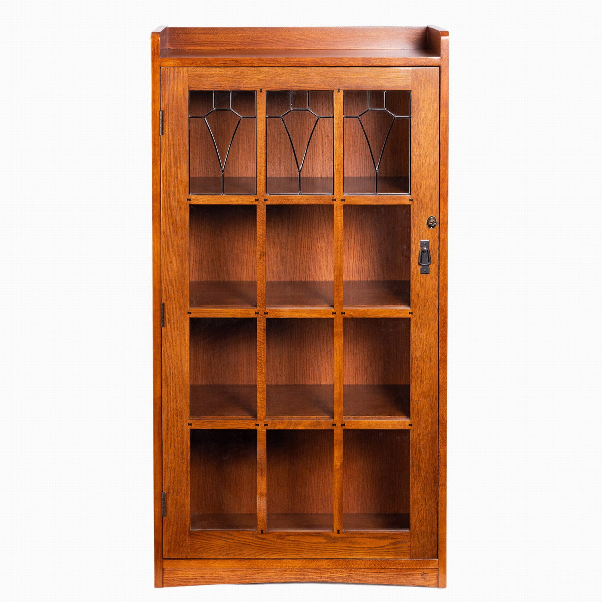 Mission Leaded Glass Bookcase-Lock & Key — Crafters and Weavers