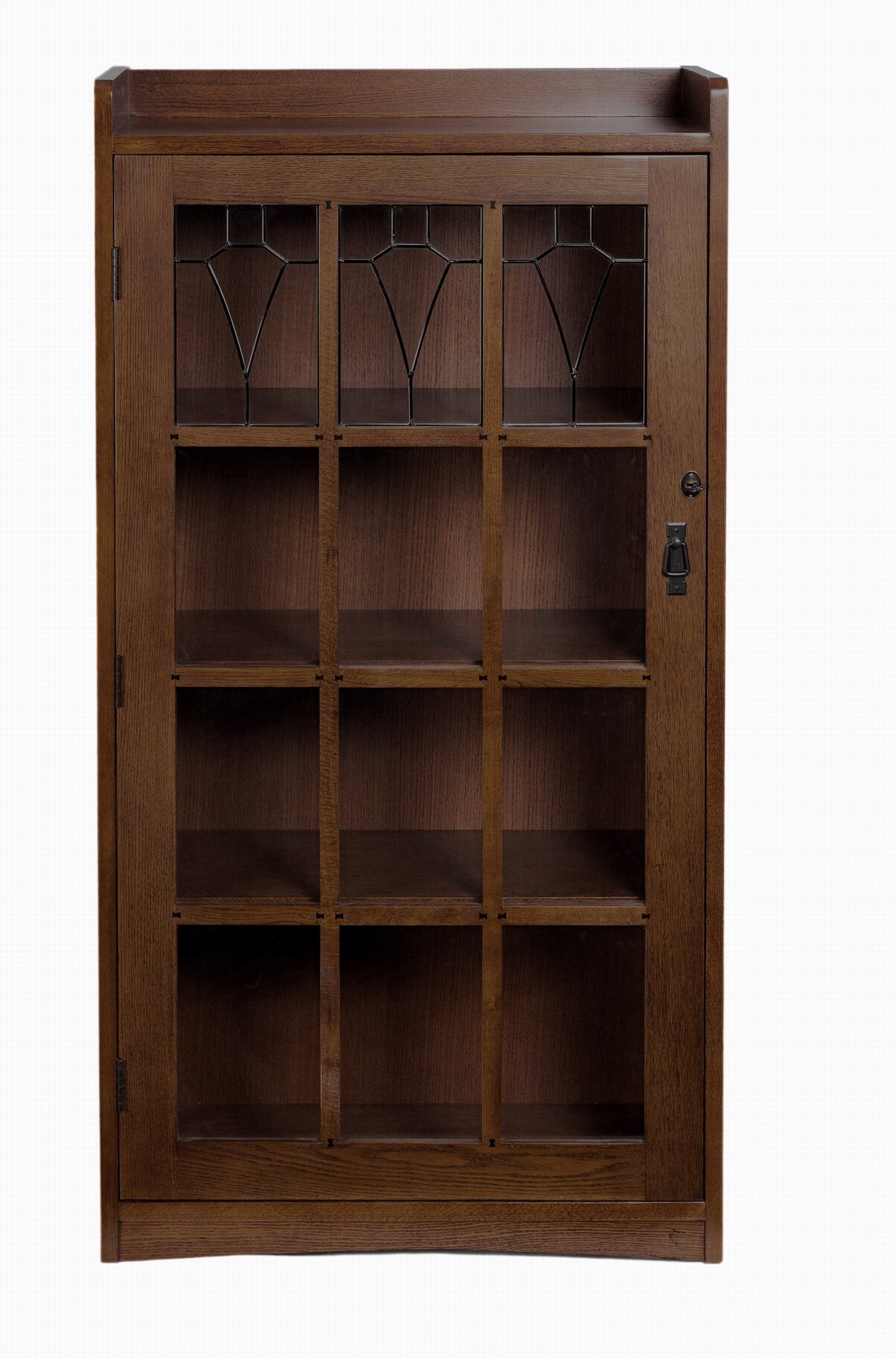 Mission Leaded Glass Bookcase-Lock & Key — Crafters and Weavers