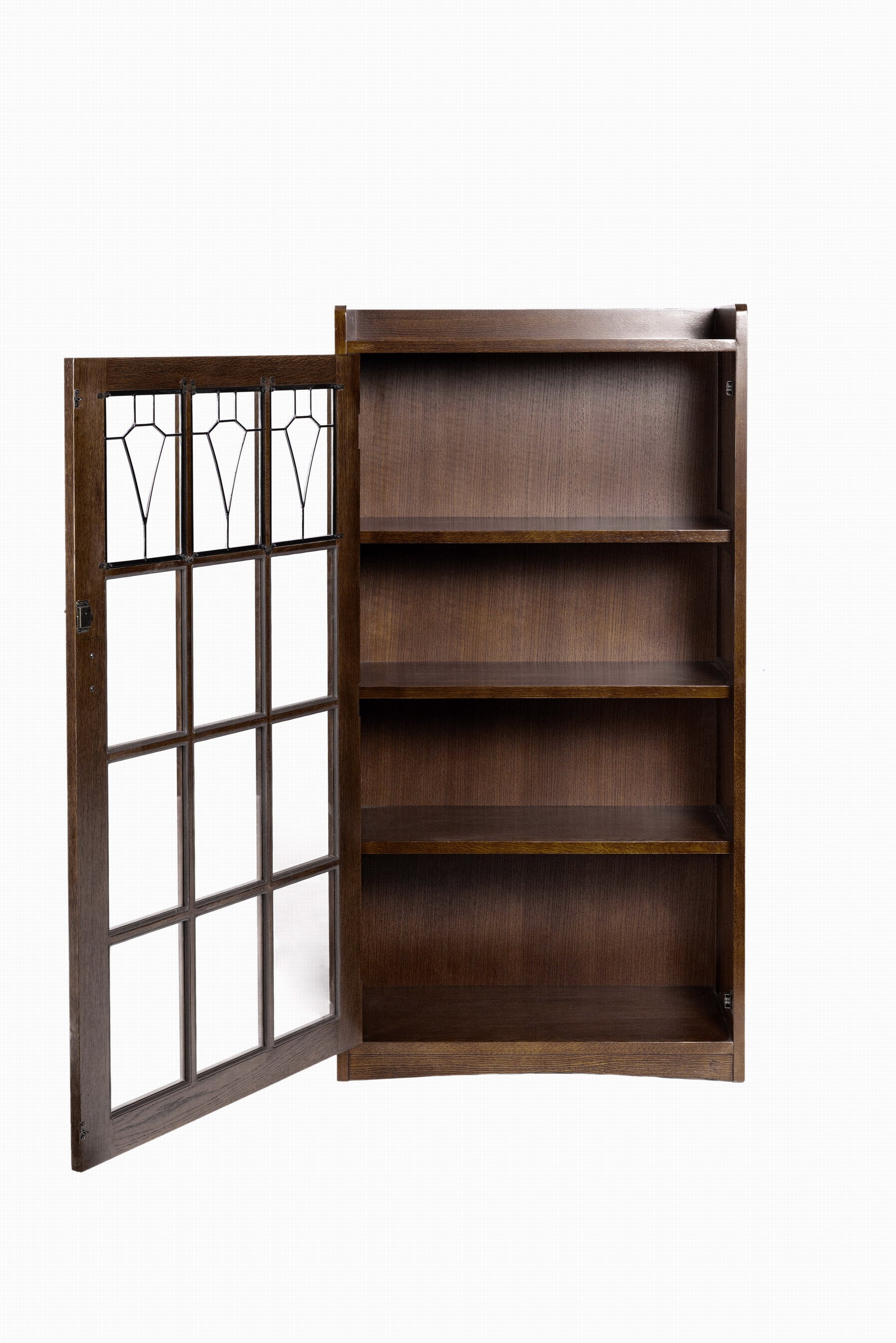 Mission Leaded Glass Bookcase-Lock & Key — Crafters and Weavers