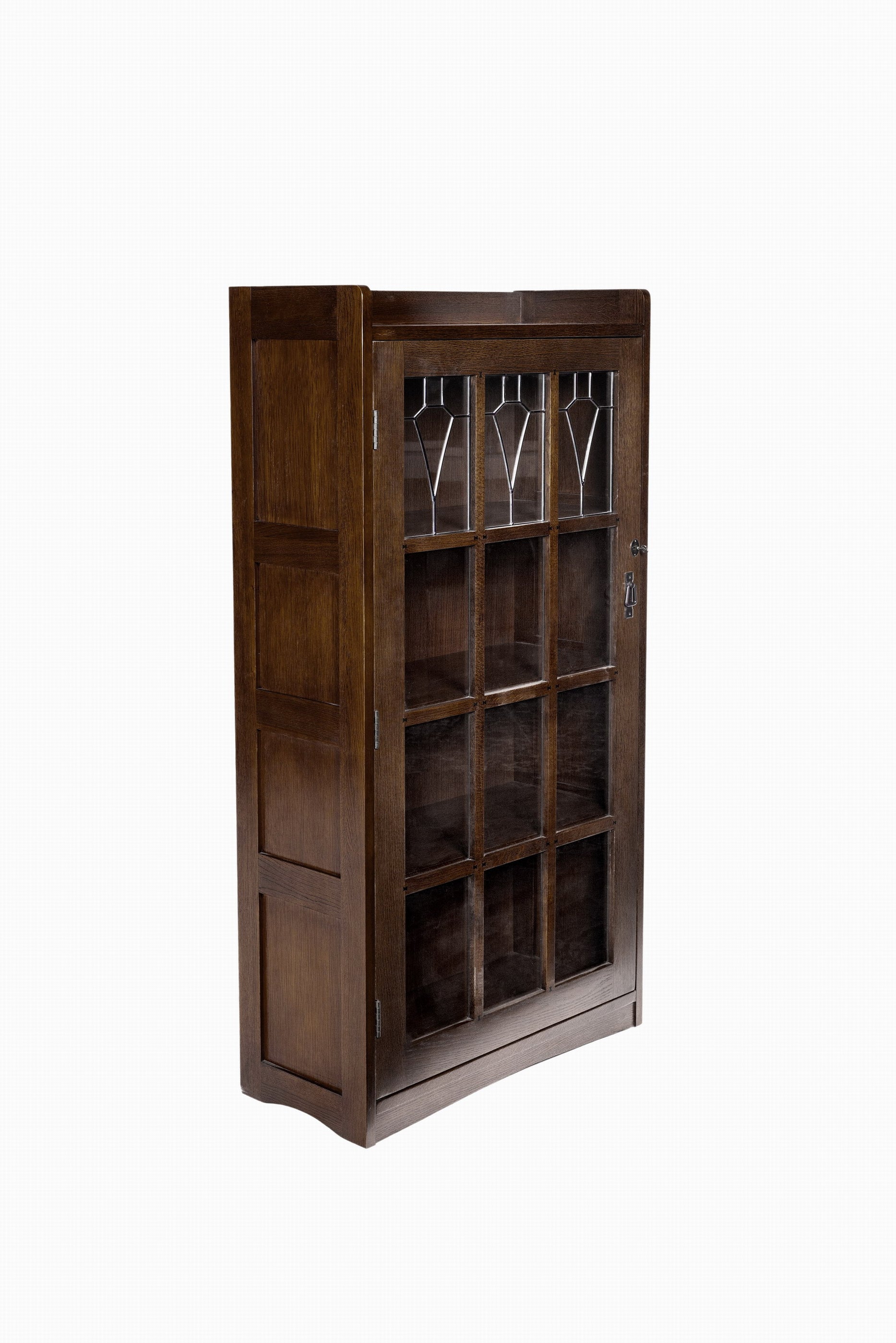 Mission Leaded Glass Bookcase-Lock & Key — Crafters and Weavers