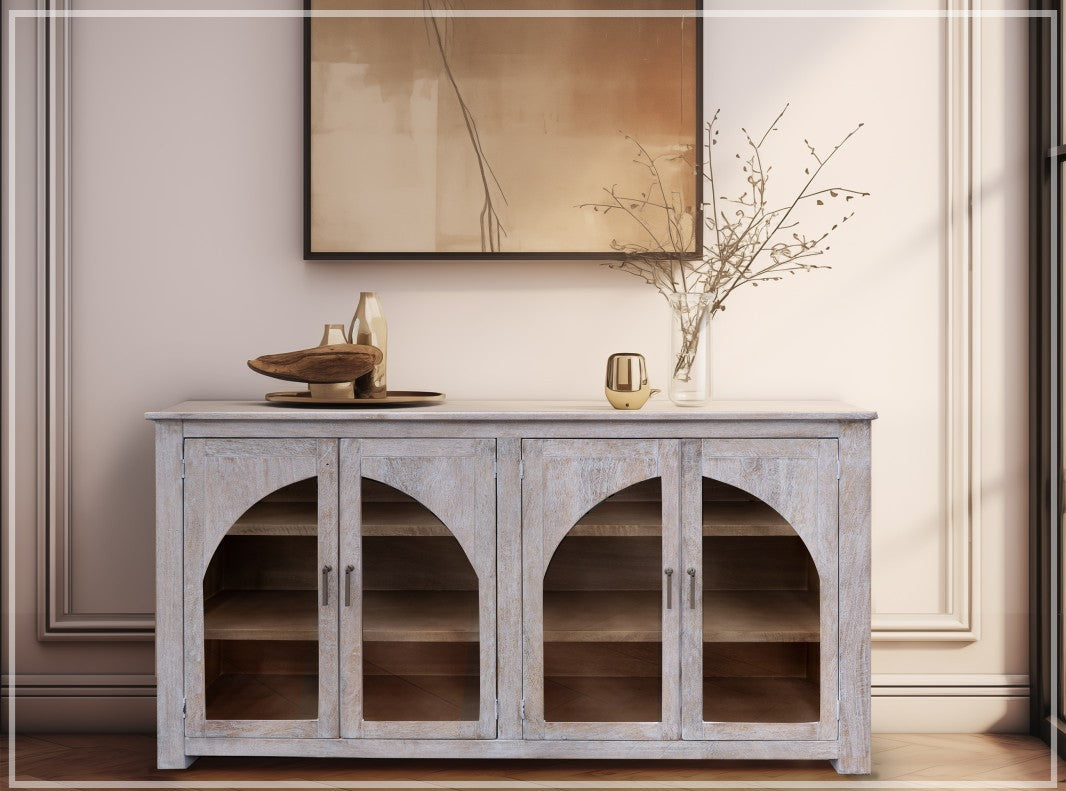 Acropolis Solid Wood 4-Door Multi-Purpose Console - 70" — Crafters and ...