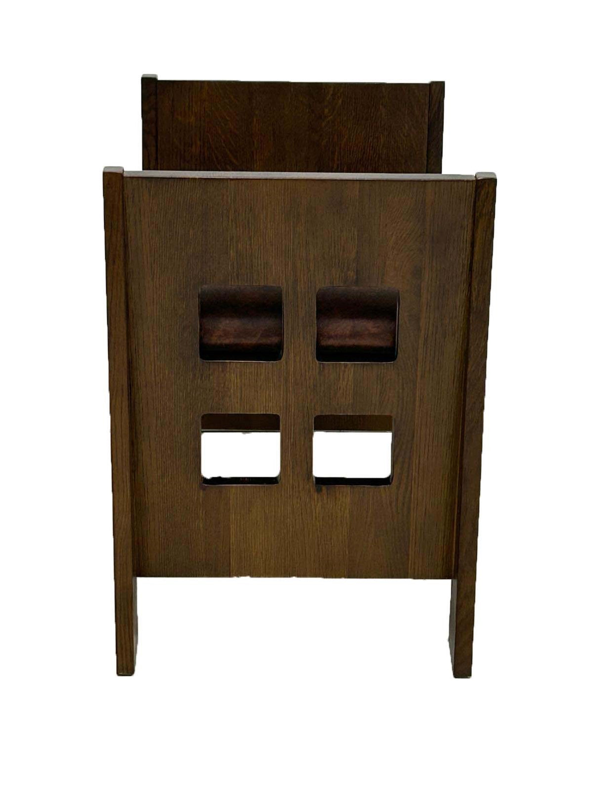 Mission Style Oak and Leather Foot Stool - Model A31 — Crafters and Weavers