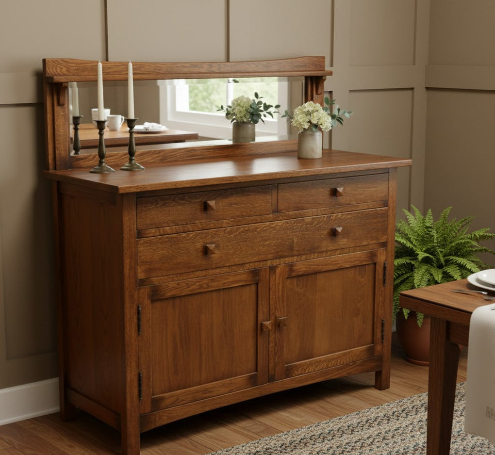 Mission Buffet Cabinet with Mirror - Dark - 50" — Crafters and Weavers