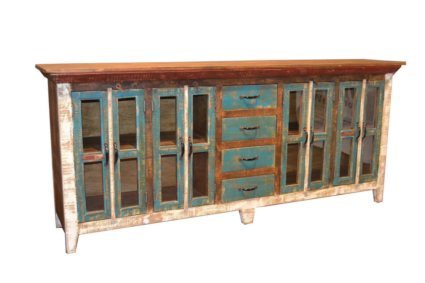 La Boca Rustic Solid Pine Wood Sideboard 84" — Crafters and Weavers