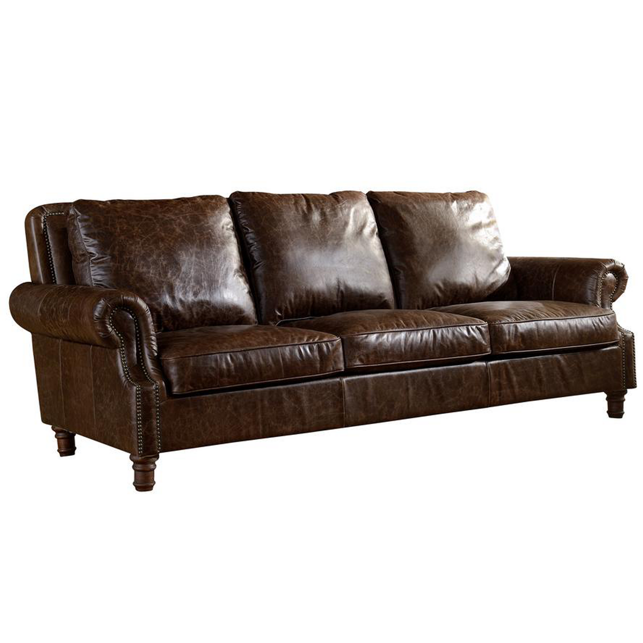 Buy English Rolled Arm Sofa - Dark Brown Leather Online in the USA ...