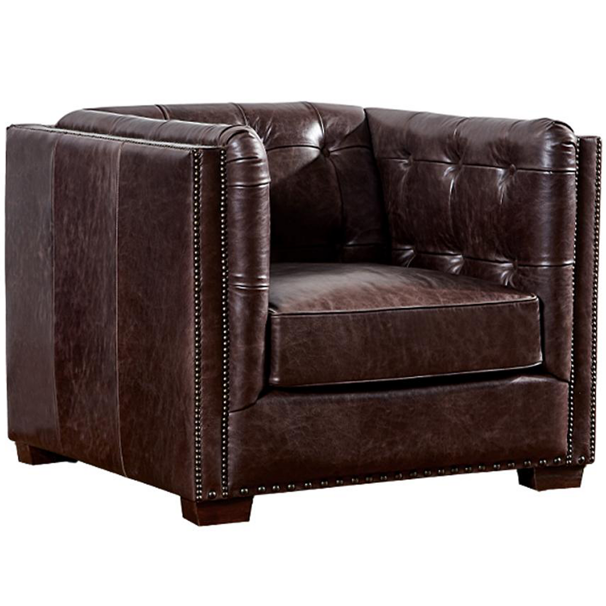 Pre Order Tuxedo Leather Arm Chair - Dark Brown — Crafters and Weavers