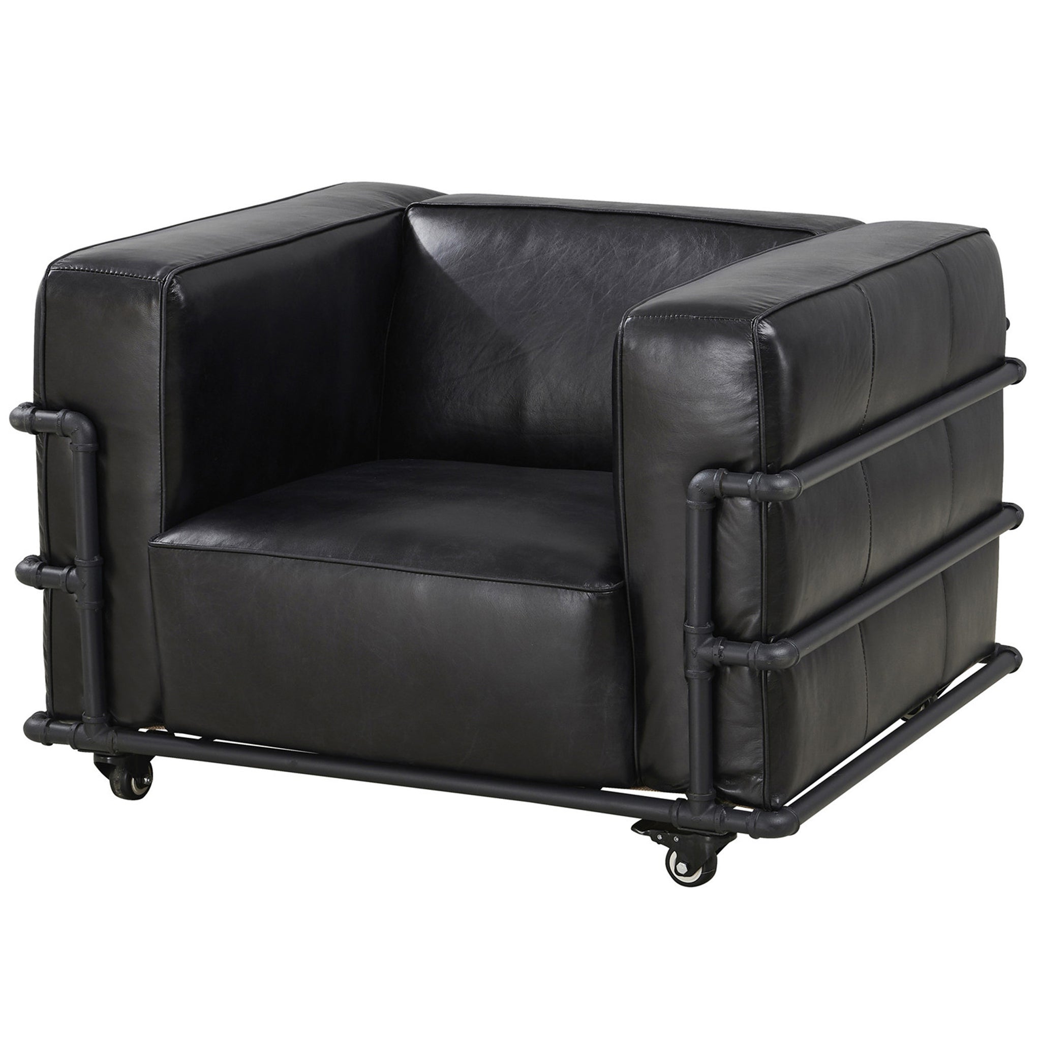 Buy Henry Industrial Modern Leather Arm Chair Online in USA — Crafters ...