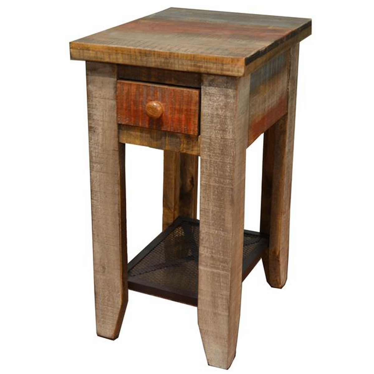 rustic wood side table