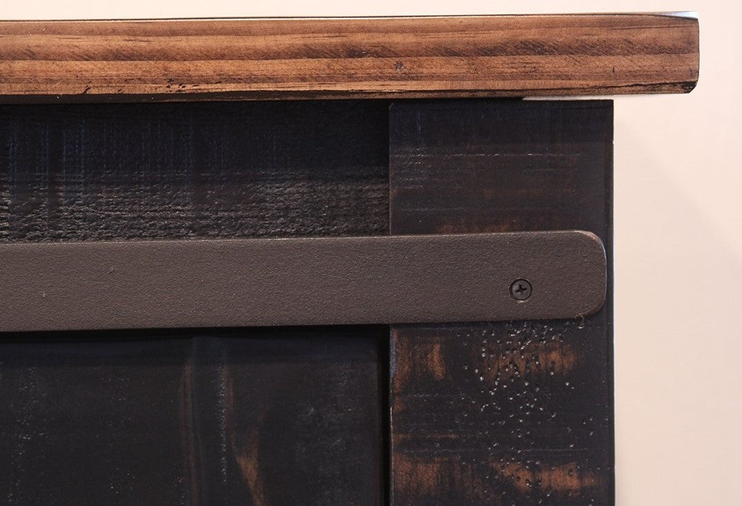 Farmhouse Industrial Chic Distressed Black Painted Wood Dresser ...