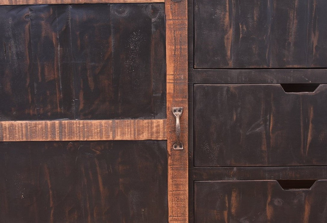 Farmhouse Industrial Chic Distressed Black Painted Wood Dresser ...