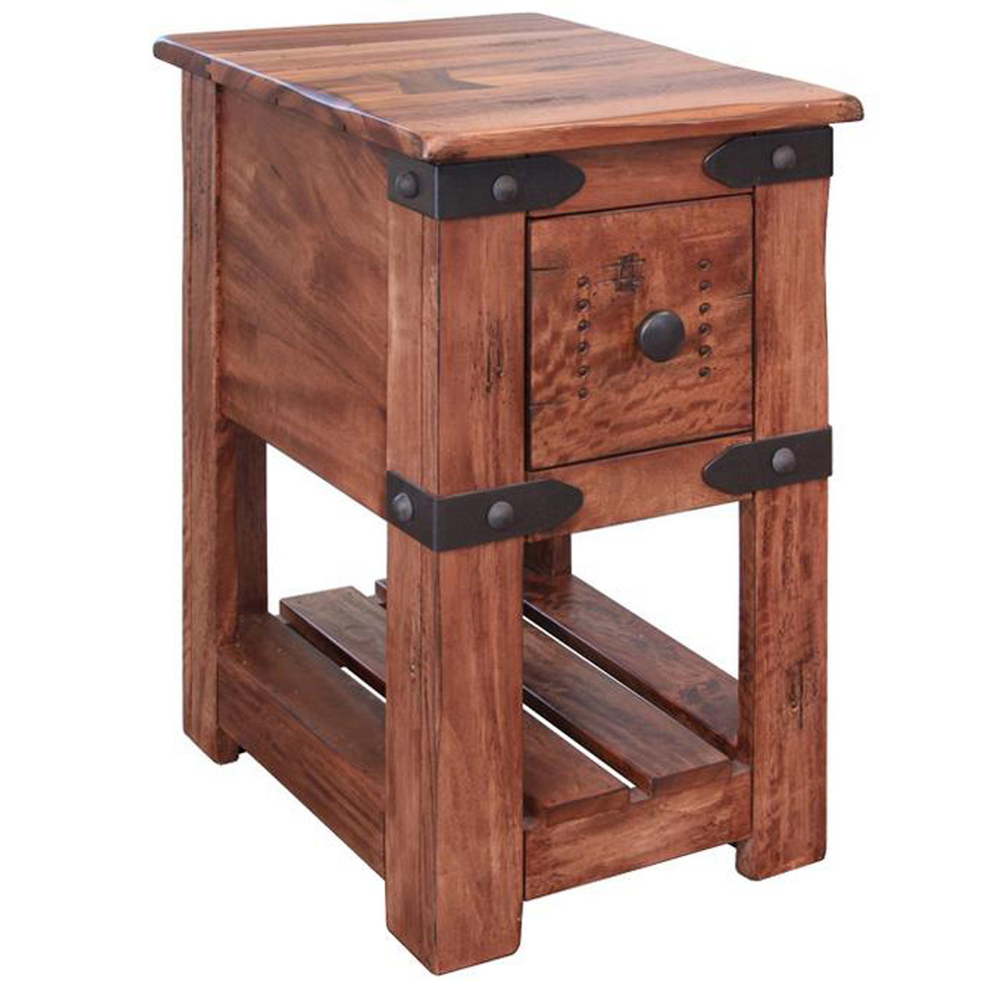Industrial Rustic Solid Natural Parota Wood Small End Table Nightstand ...