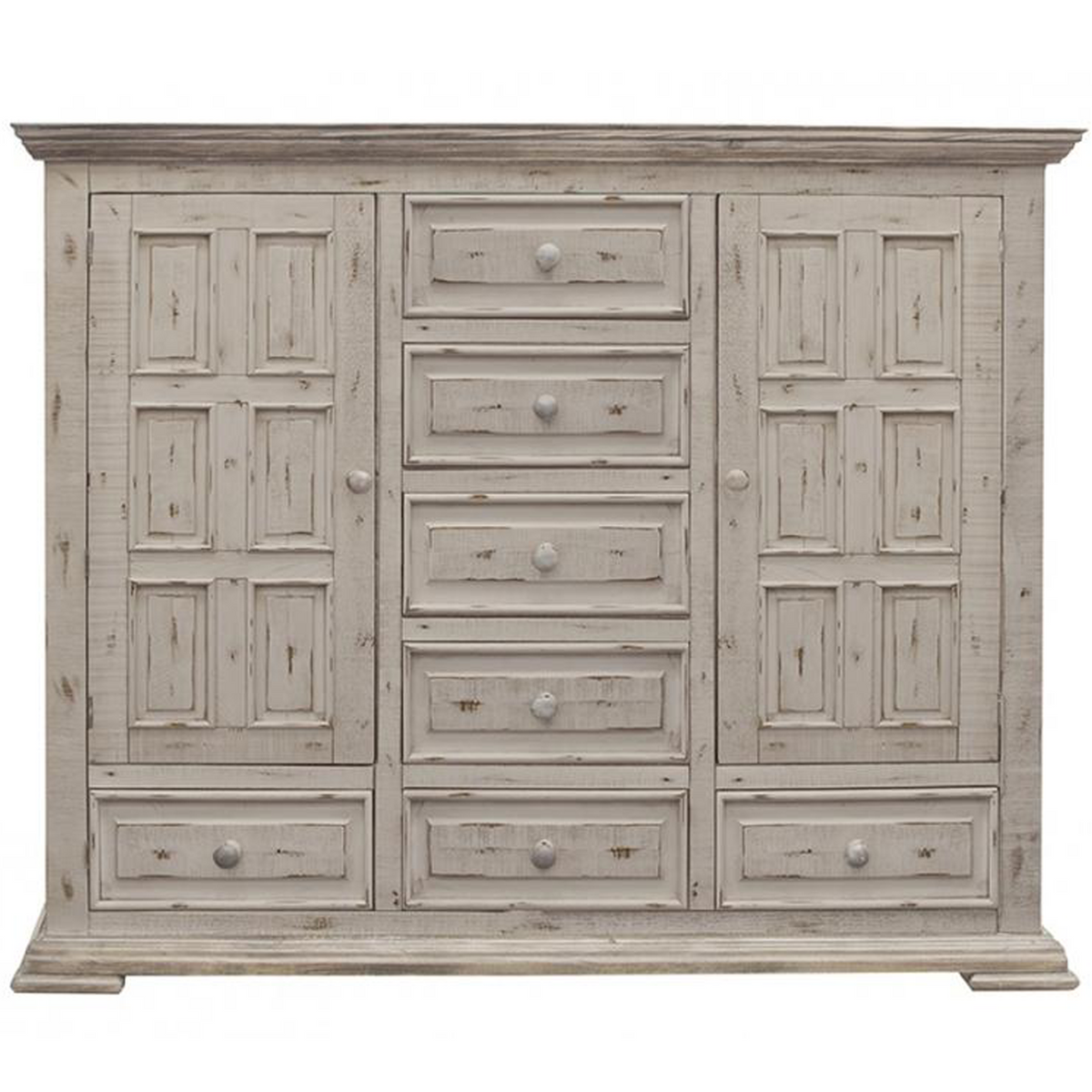 Greenview Carved Panel Chest - Distressed White — Crafters and Weavers