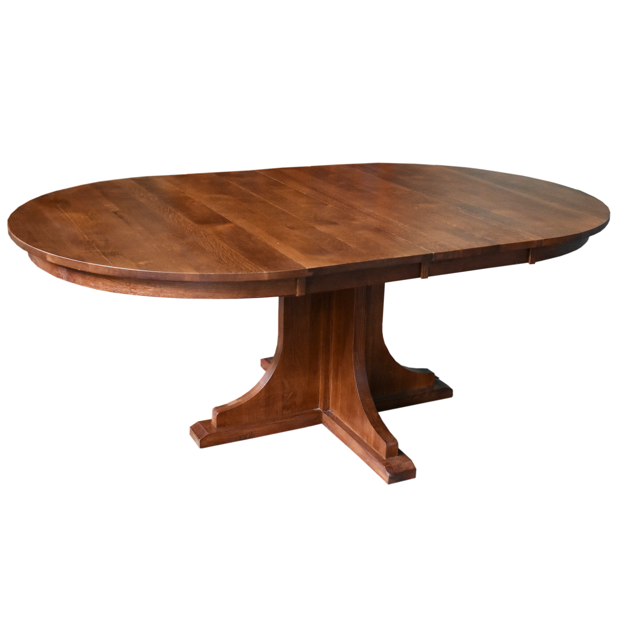 Buy Mission Quarter Sawn Oak 2 Leaf Round Dining Table Set w/ 6 Chairs ...
