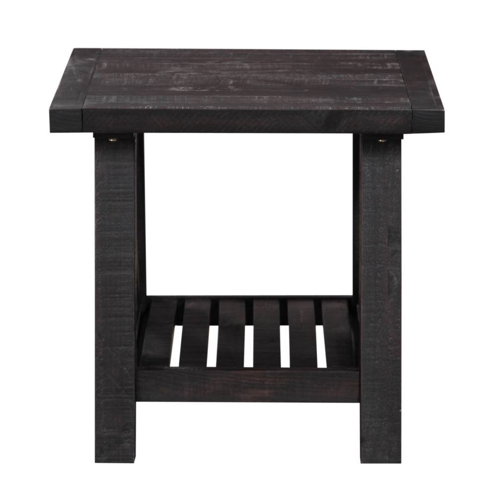 Distressed Rustic Modern Solid Pine Wood Black Cross Bar End Table ...