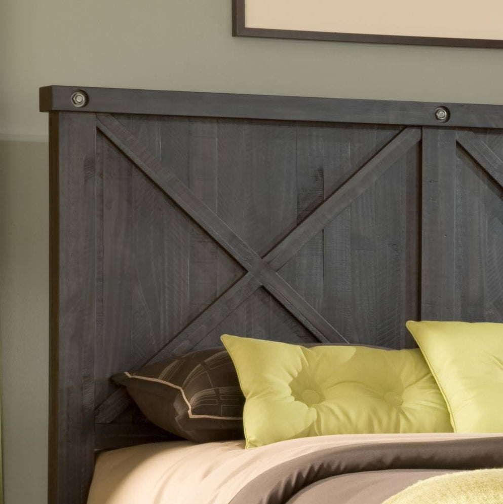 Distressed Rustic Modern Solid Wood Cross Bar 2 Drawer Storage Bed ...
