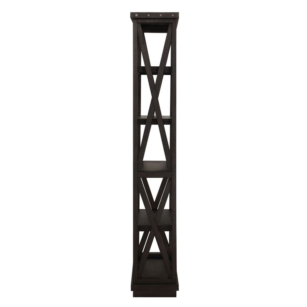 Modern Rustic Distressed Solid Wood Cross Bar Black Bookcase - 39"W ...