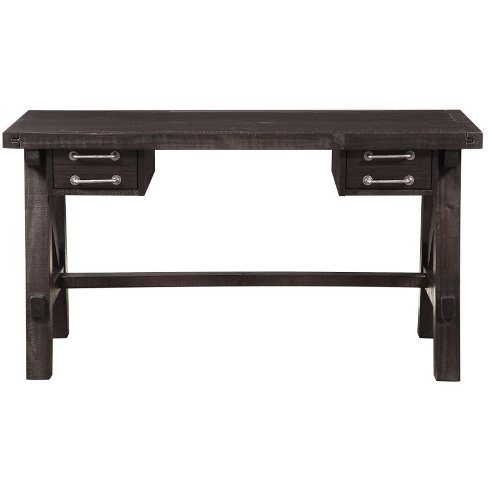 Distressed Rustic Modern Solid Pine Wood Cross Bar 2 Drawer Desk ...