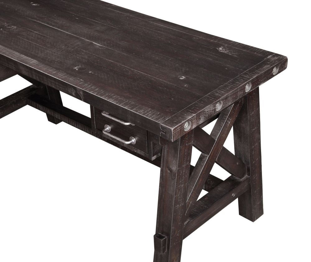 Distressed Rustic Modern Solid Pine Wood Cross Bar 2 Drawer Desk ...