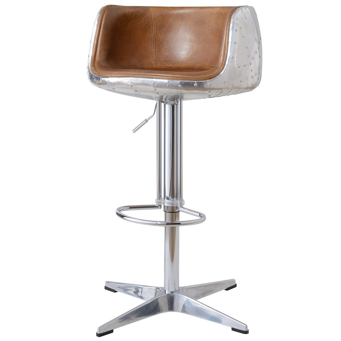 Buy Aviator Adjustable Height Bar Stool - Light Brown Leather in the ...