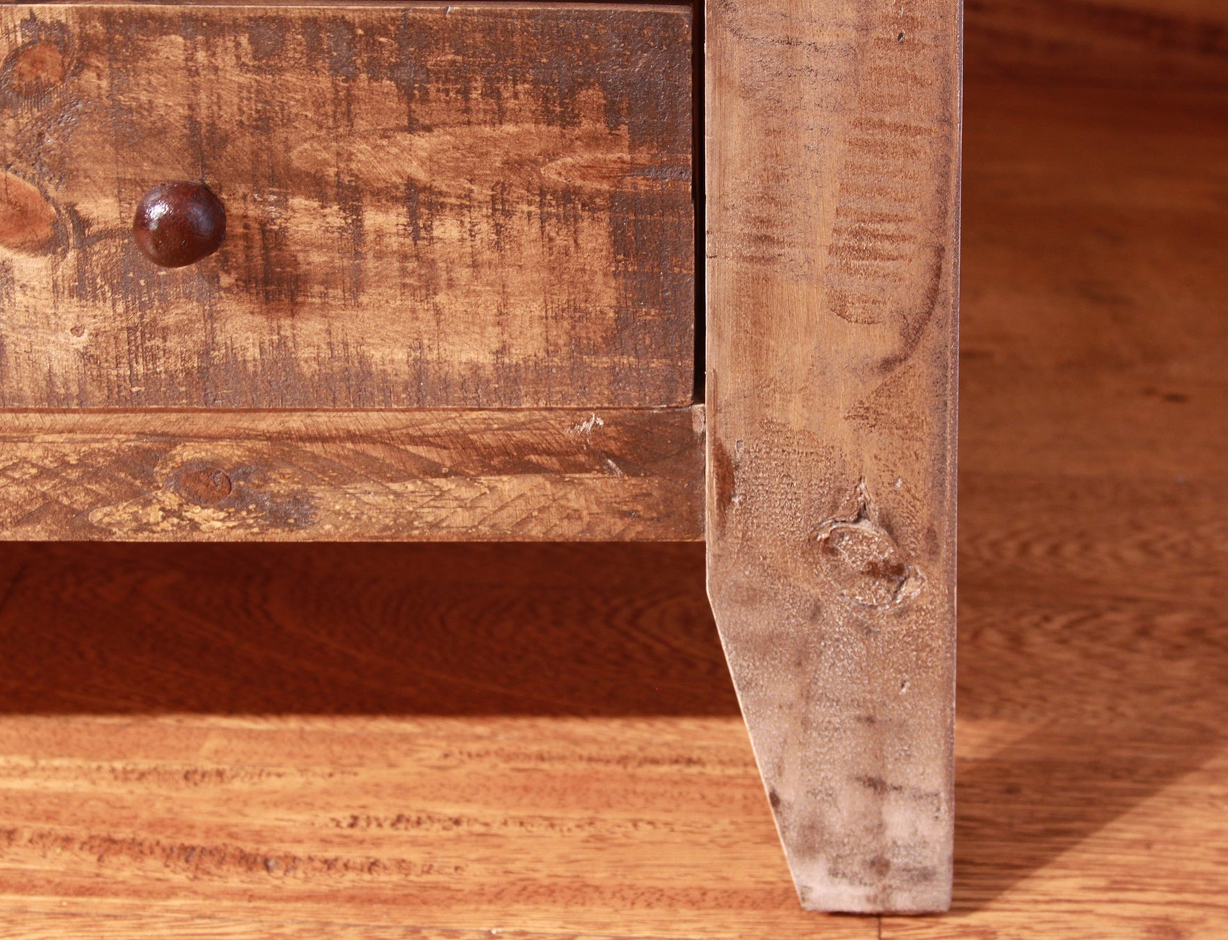 Distressed Multi-Color Painted Rustic Industrial End Table Nightstand ...