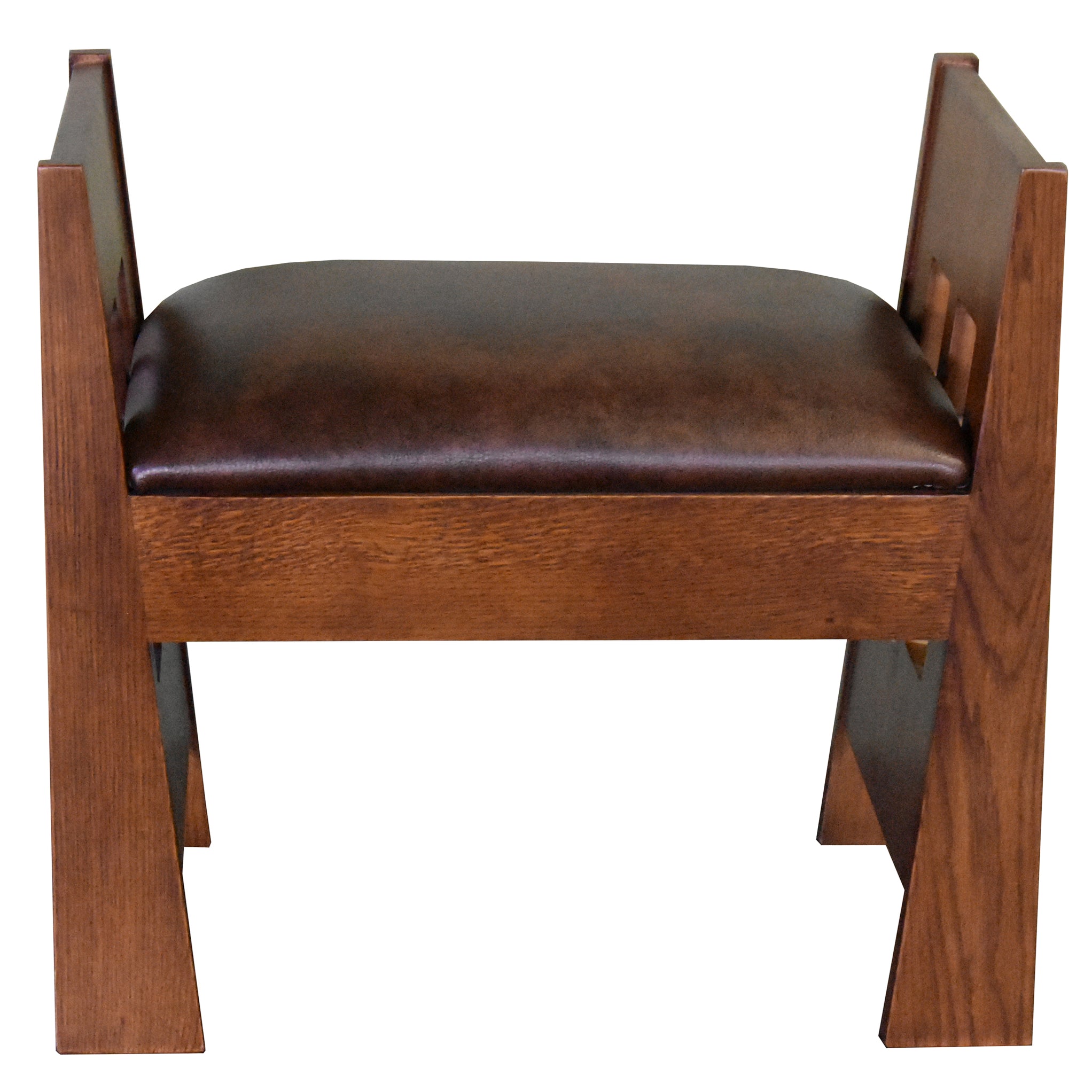 Mission Style Oak Leather Foot Stool-Model A31 — Crafters and Weavers