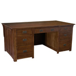 Mission Library Desk with File Cabinet Drawers - Walnut — Crafters and ...