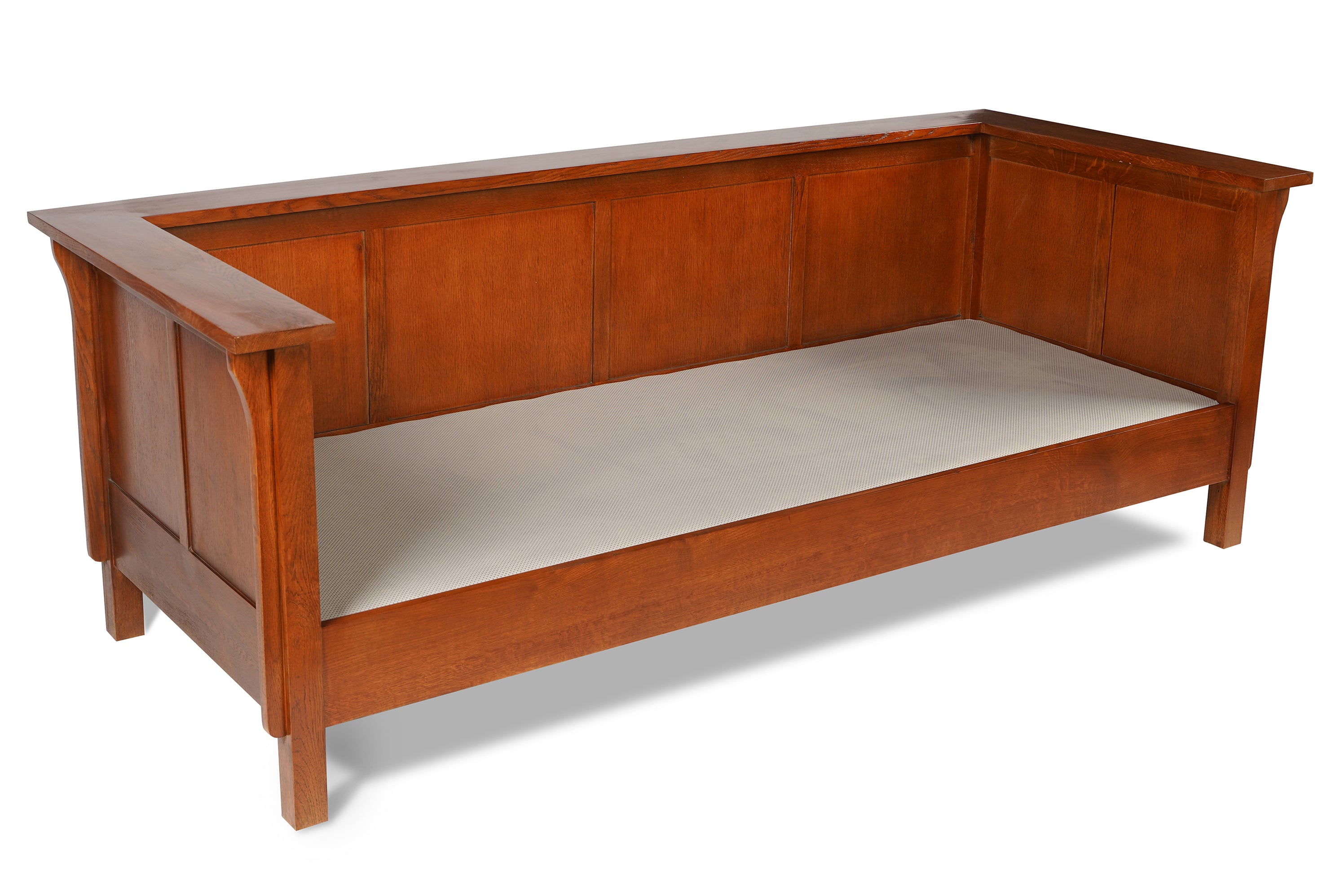 Buy Craftsman Cubic Panel Side Sofa - Chestnut Brown Leather Online in ...