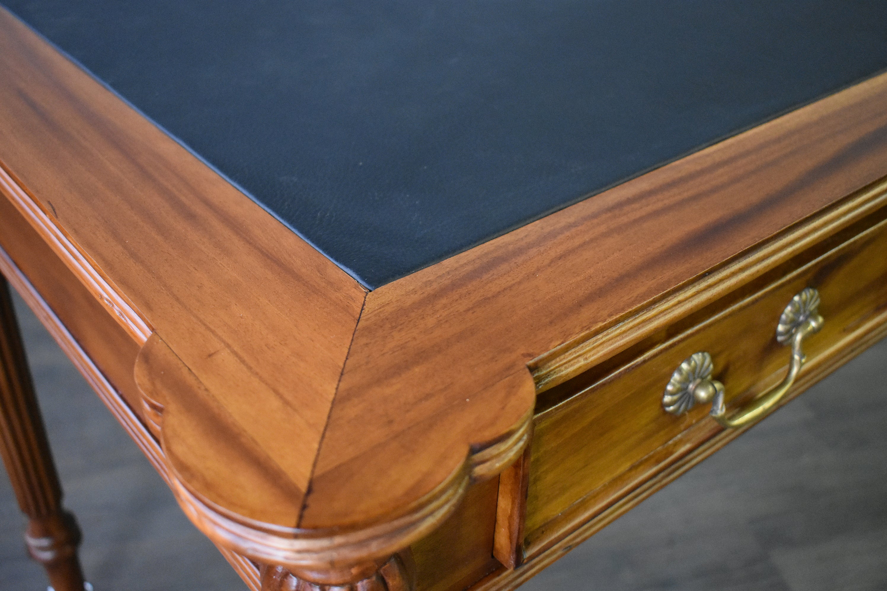 Victorian Style Solid Mahogany Wood Library Desk with Leather Top ...