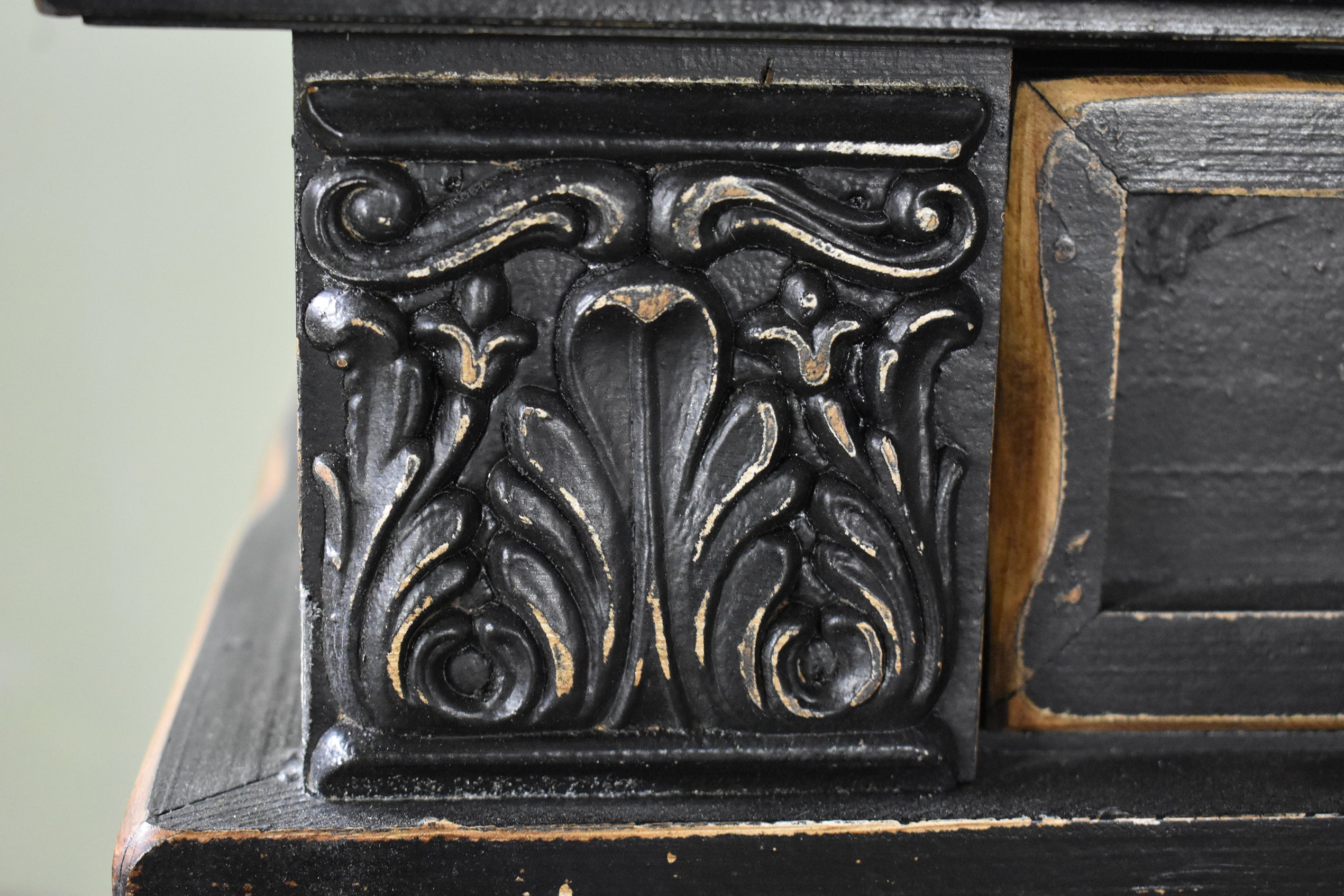 Carved Wood Tribal Style Console Table / TV Stand - Black — Crafters ...