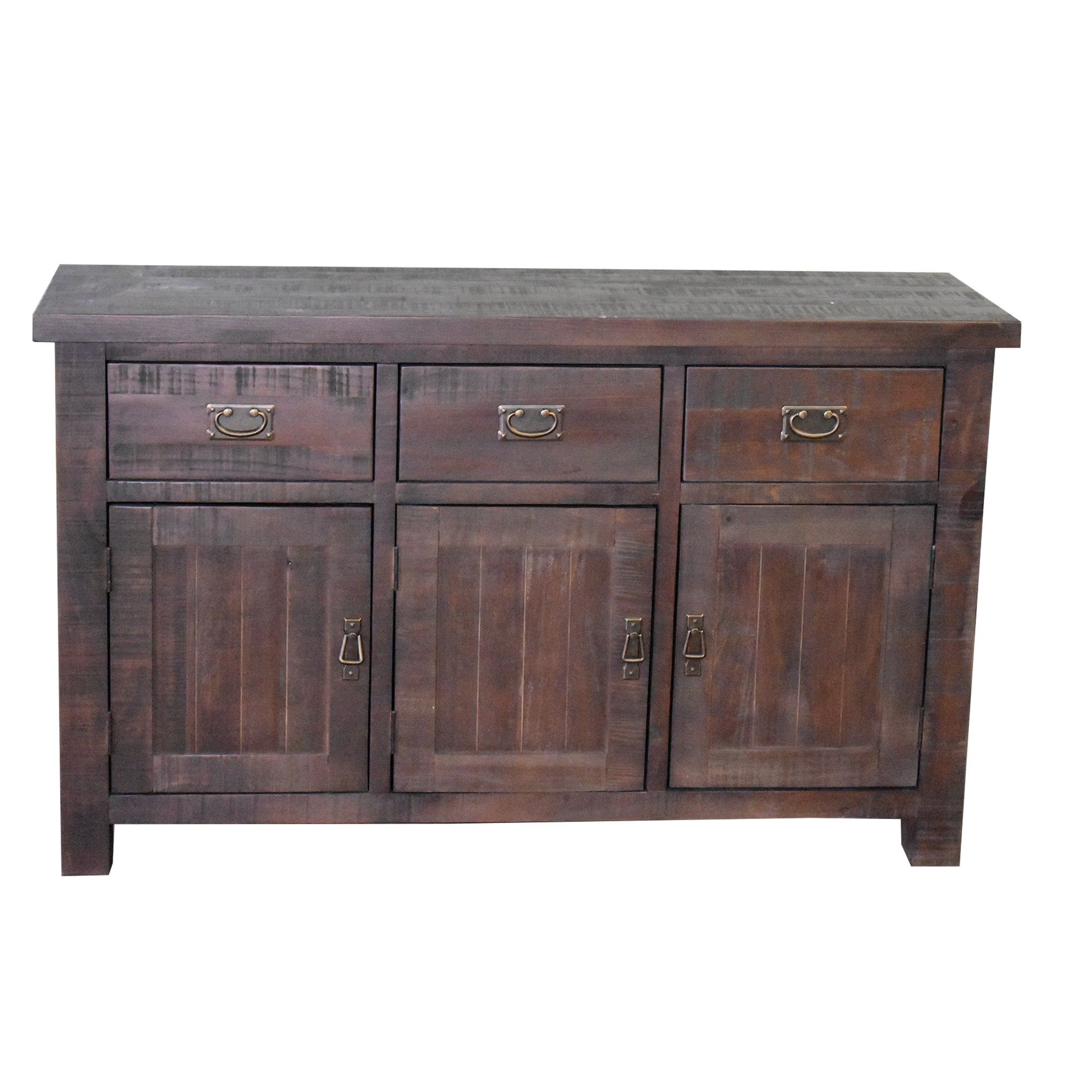 Farmhouse Reclaimed Wood Sideboard / China Cabinet Rustic Brown ...