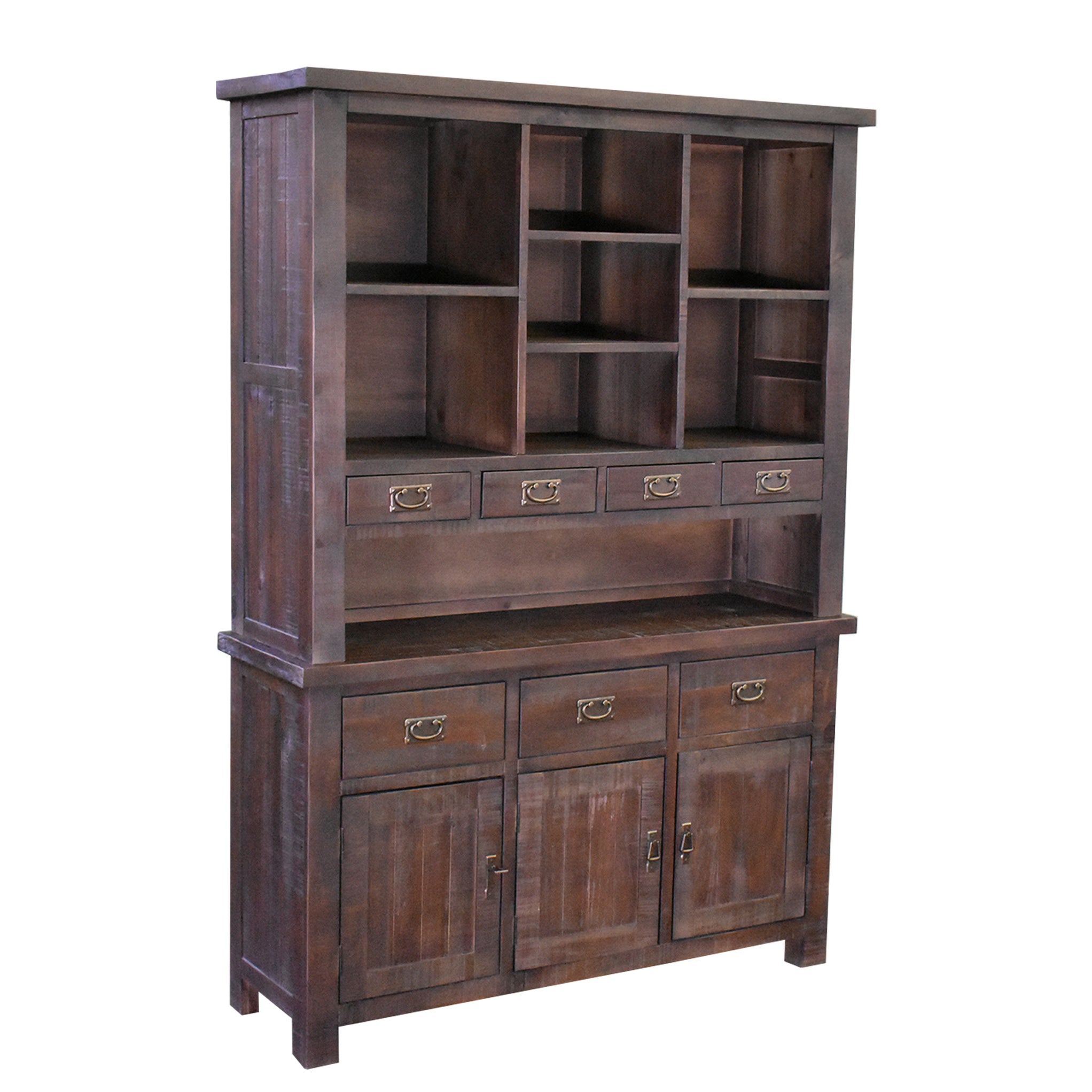 Farmhouse Reclaimed Wood Sideboard / China Cabinet Rustic Brown ...