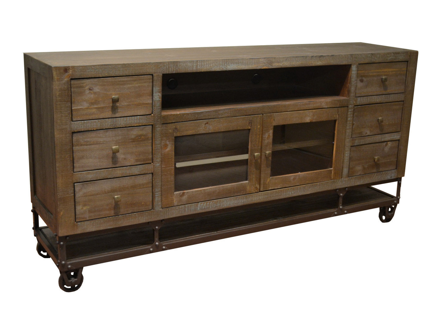 Greenview 76 inch Forged Iron Base TV Stand — Crafters and Weavers