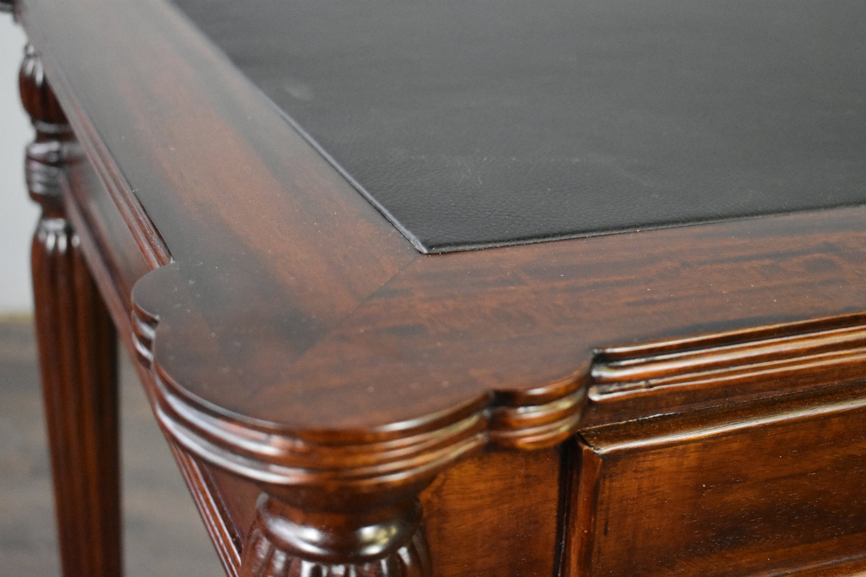 Victorian Style Solid Mahogany Wood Library Desk with Leather Top ...