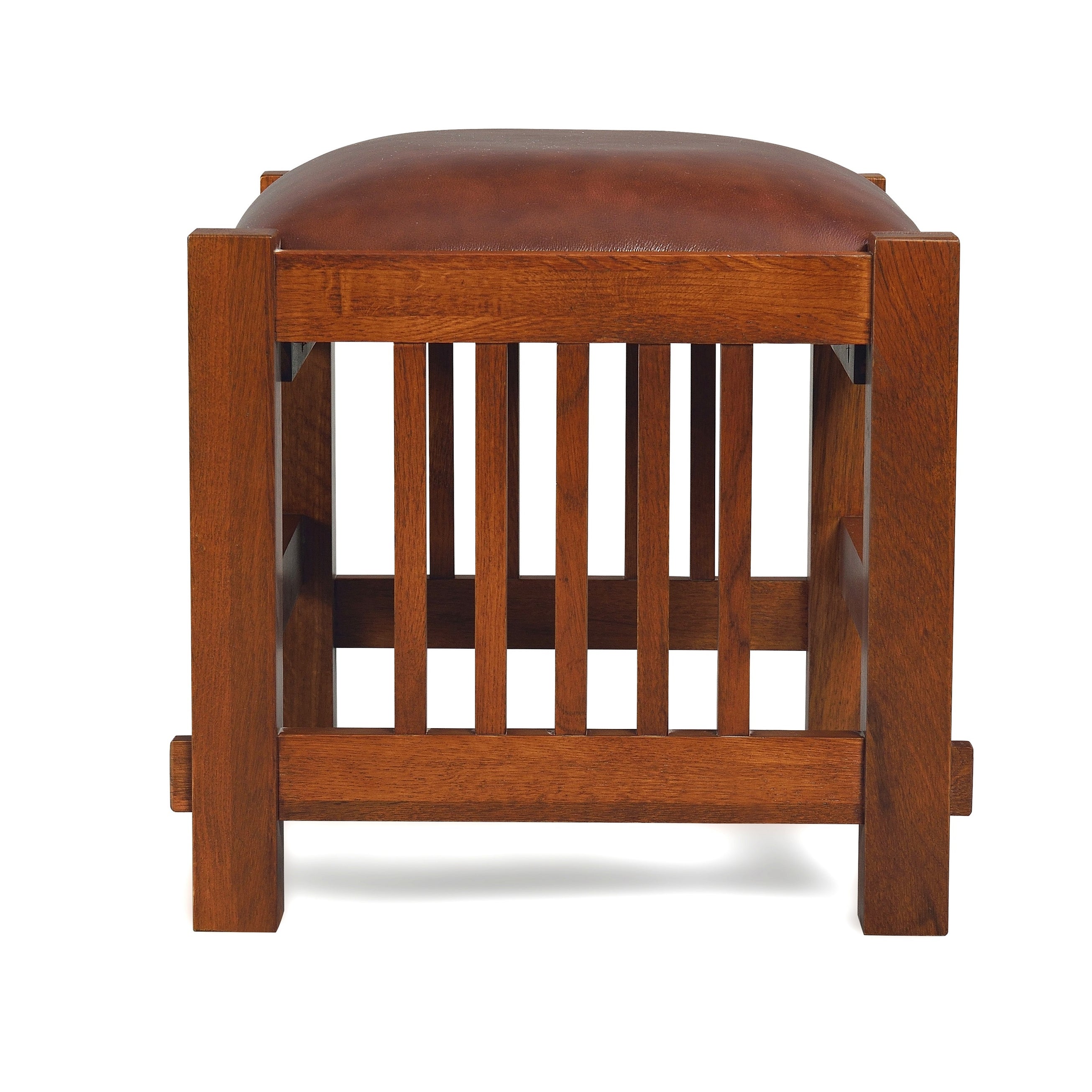 Mission Spindle Stool - Quarter Sawn Oak & Leather #1515 — Crafters and Weavers