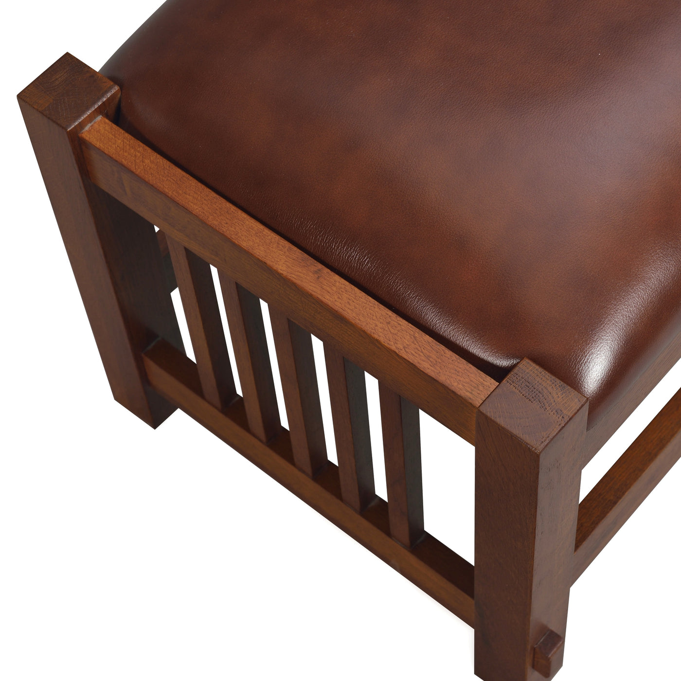 Mission Spindle Stool - Quarter Sawn Oak & Leather #1515 — Crafters and Weavers