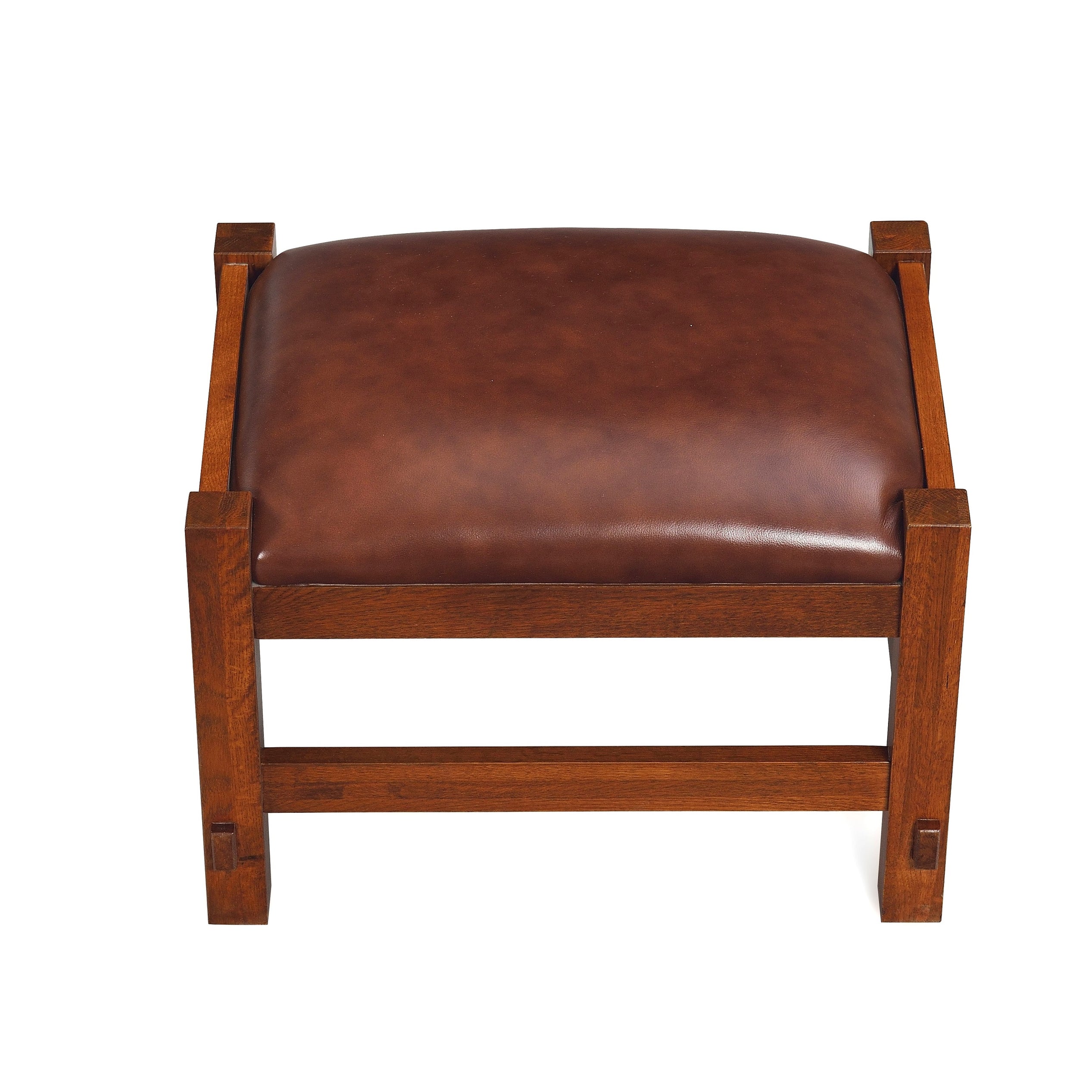 Mission Spindle Stool - Quarter Sawn Oak & Leather #1515 — Crafters and ...