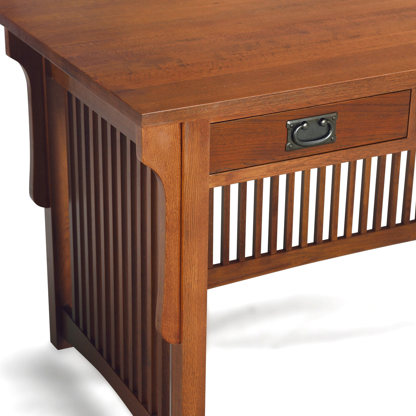 Mission Style Solid Oak 3 Drawer Library Desk — Crafters and Weavers