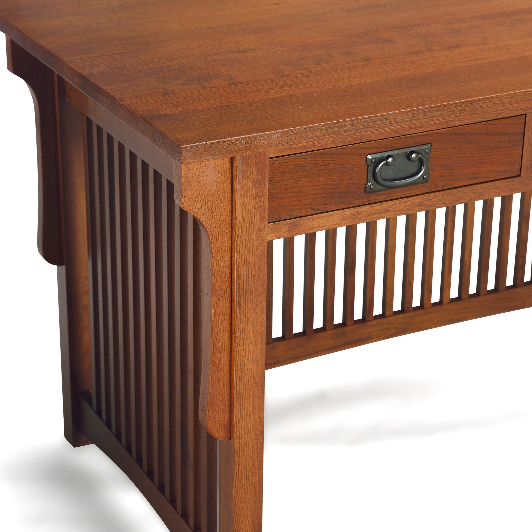 Mission Style Solid Oak 3 Drawer Library Desk — Crafters and Weavers